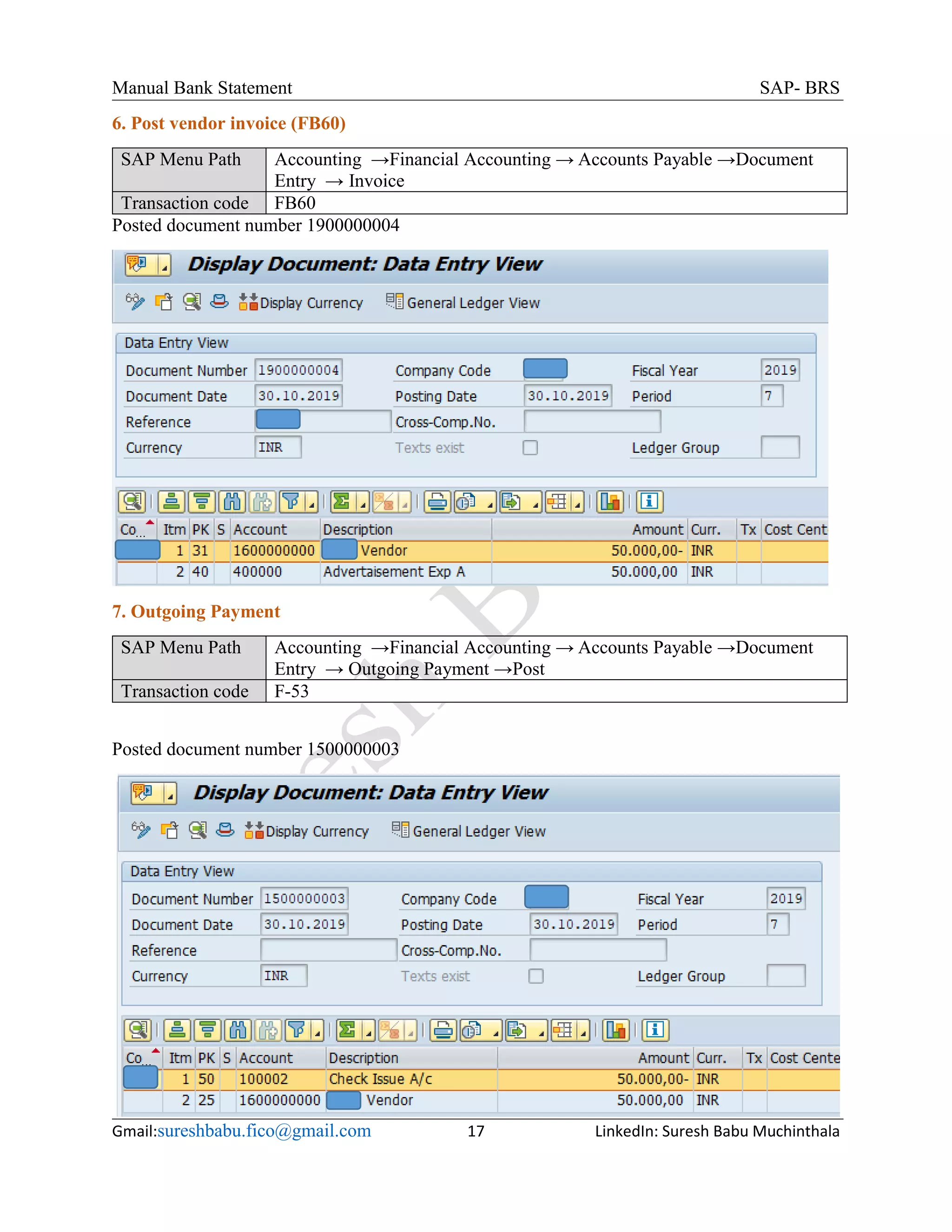 Sap manual bank statement process flow | PDF