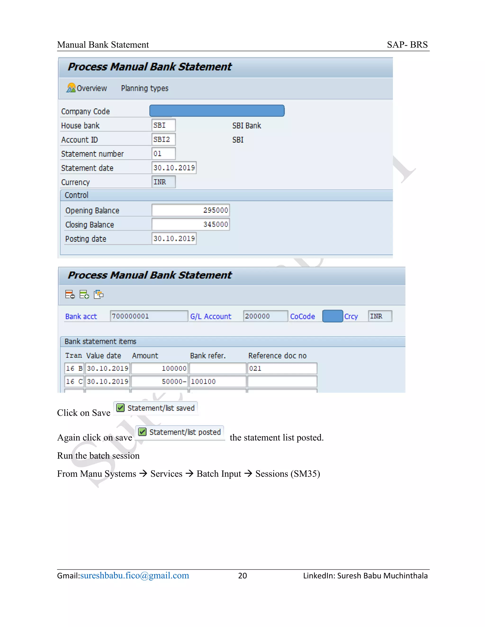 Sap manual bank statement process flow | PDF