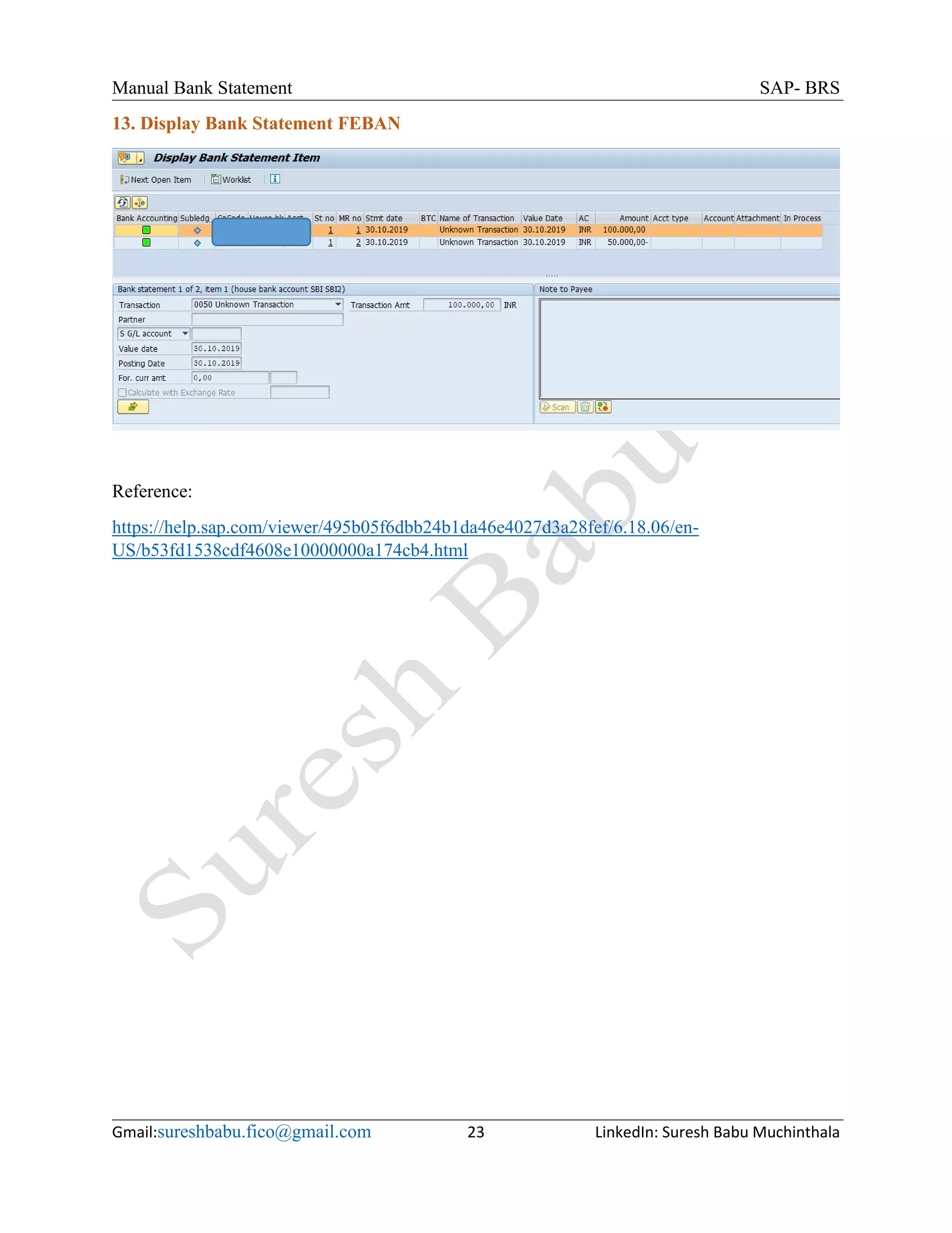 Sap manual bank statement process flow | PDF