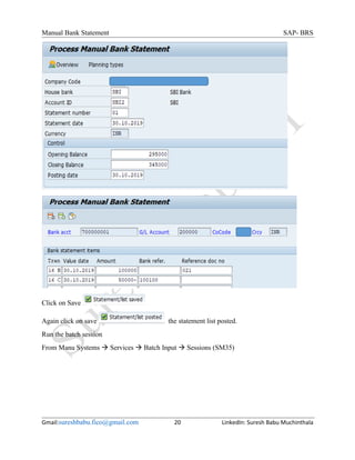Sap manual bank statement process flow | PDF
