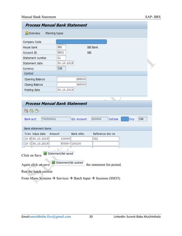 Sap manual bank statement process flow | PDF | Credit Cards | Personal Debt