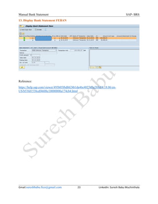 Sap manual bank statement process flow | PDF