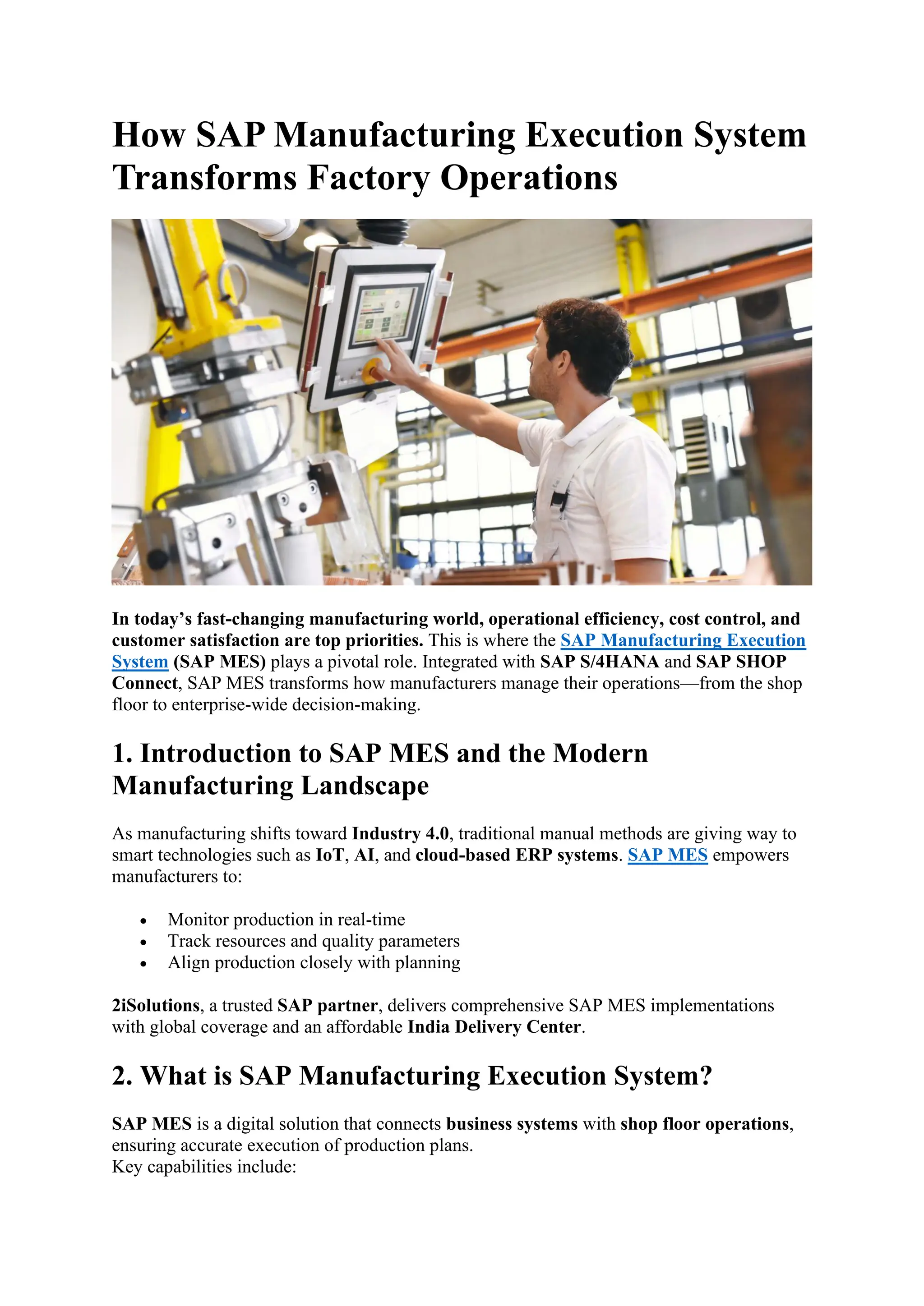 How SAP Manufacturing Execution System Transforms Factory Operations | PDF