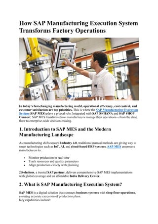 How SAP Manufacturing Execution System Transforms Factory Operations | PDF