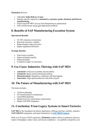 How SAP Manufacturing Execution System Transforms Factory Operations | PDF