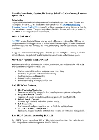 SAP Manufacturing Execution System A Complete Guide for Smart Factories ...