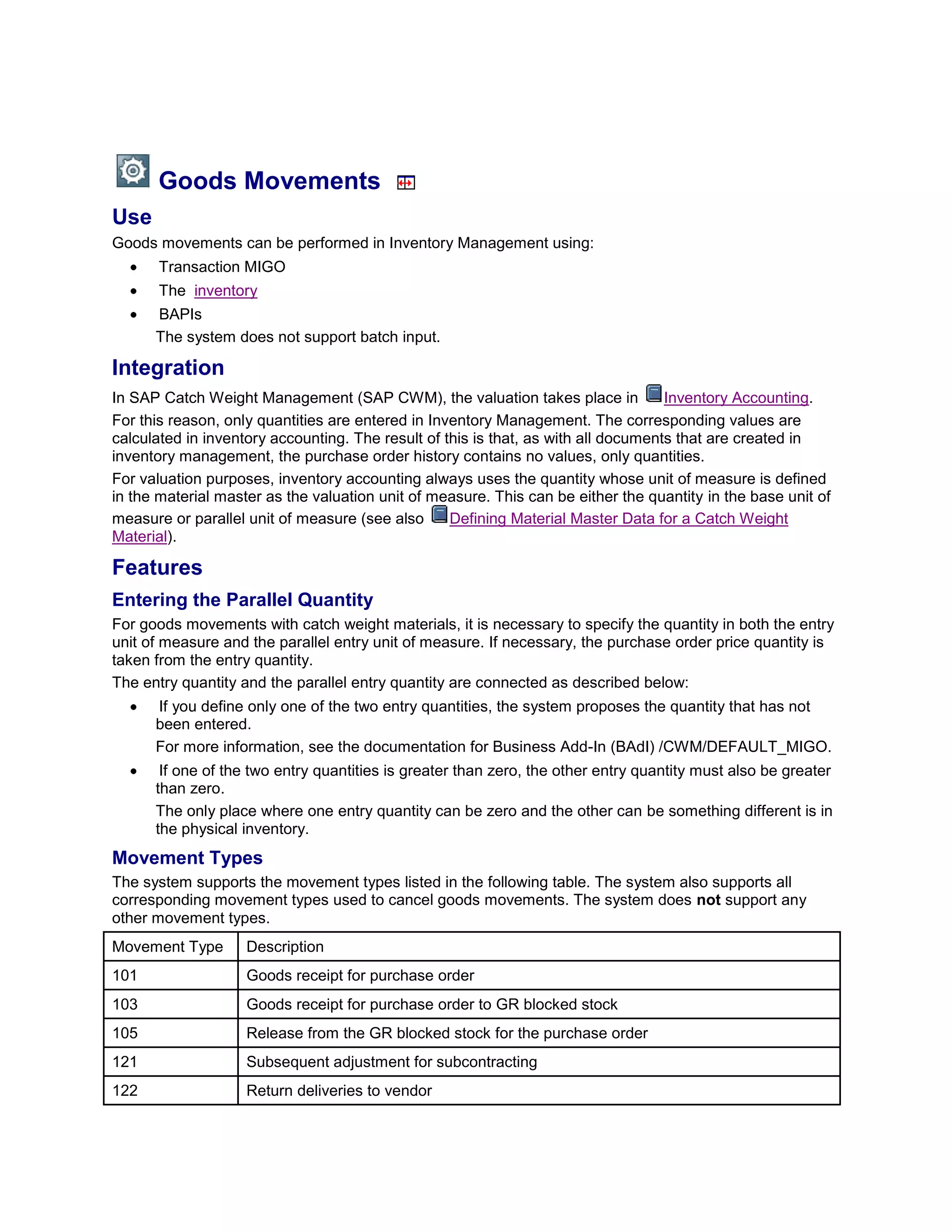Sap material movement types | DOCX