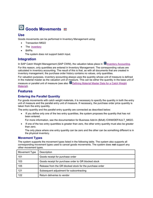 Sap material movement types | DOCX | Logistics and Transportation ...