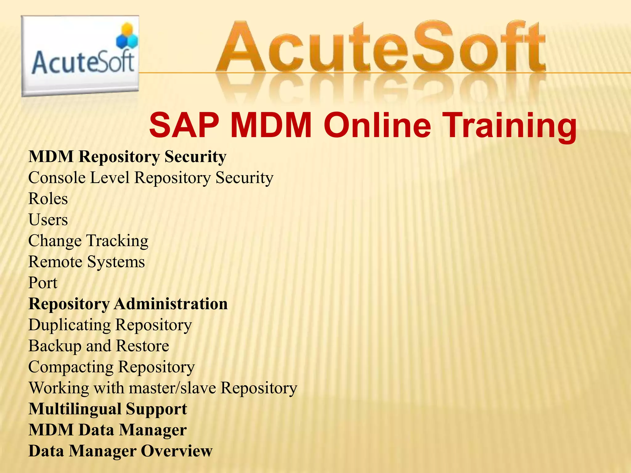 Sap mdm online training | PPSX