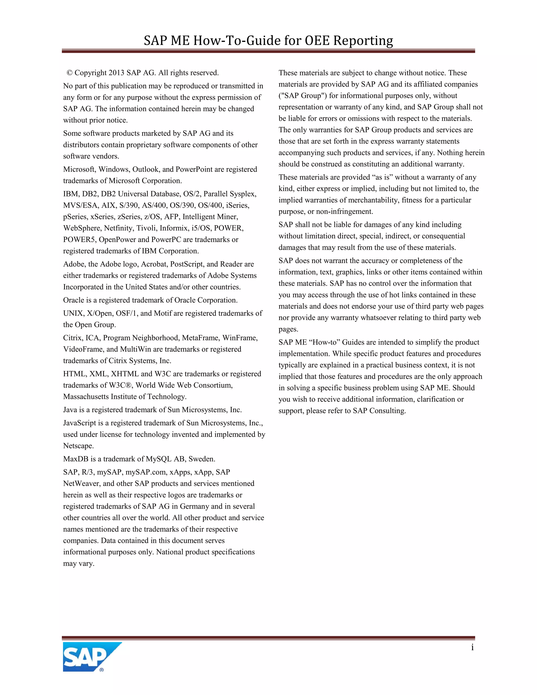 Sap me how to-guide - oee reporting | PDF