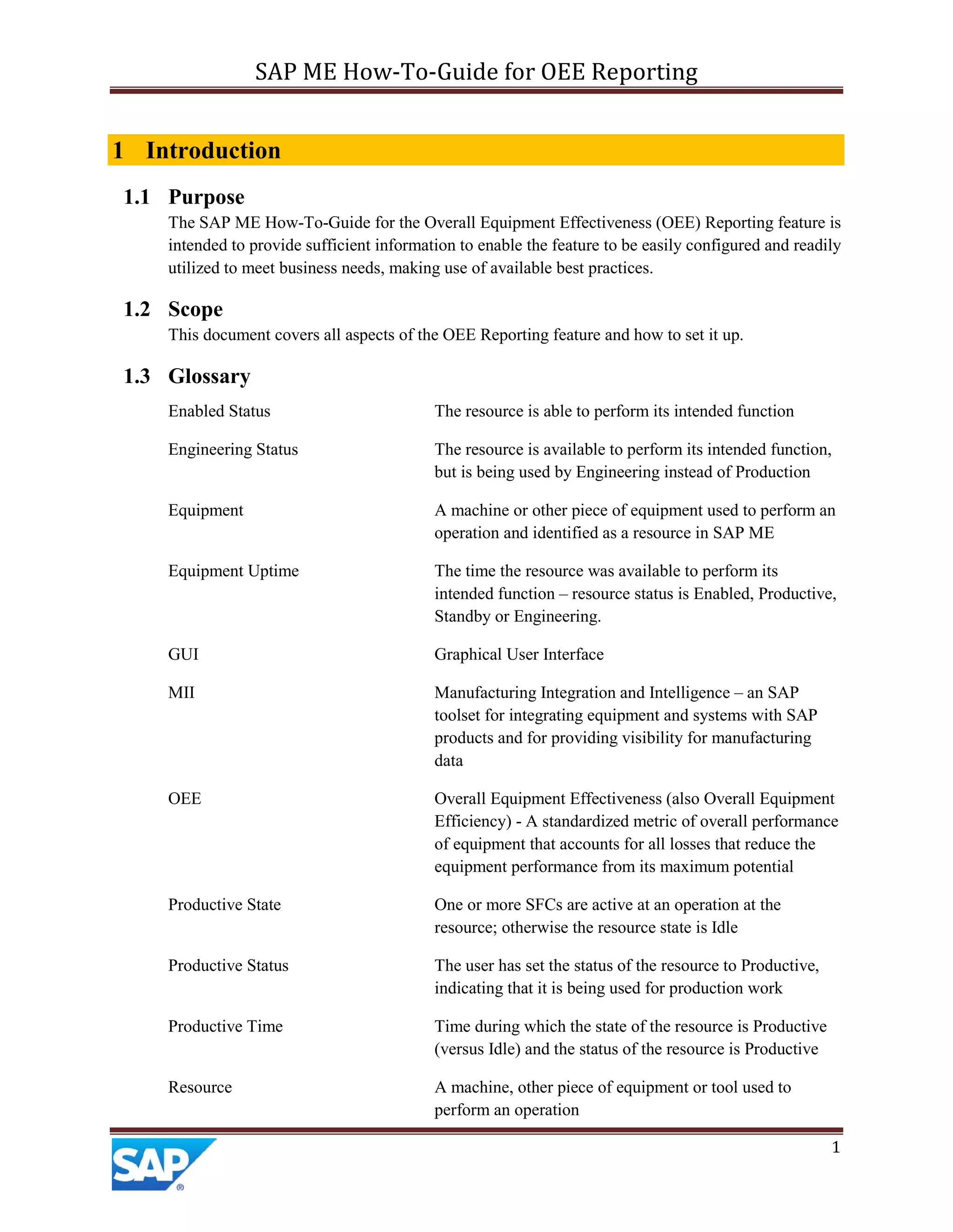 Sap me how to-guide - oee reporting | PDF