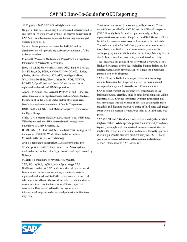 Sap me how to-guide - oee reporting | PDF