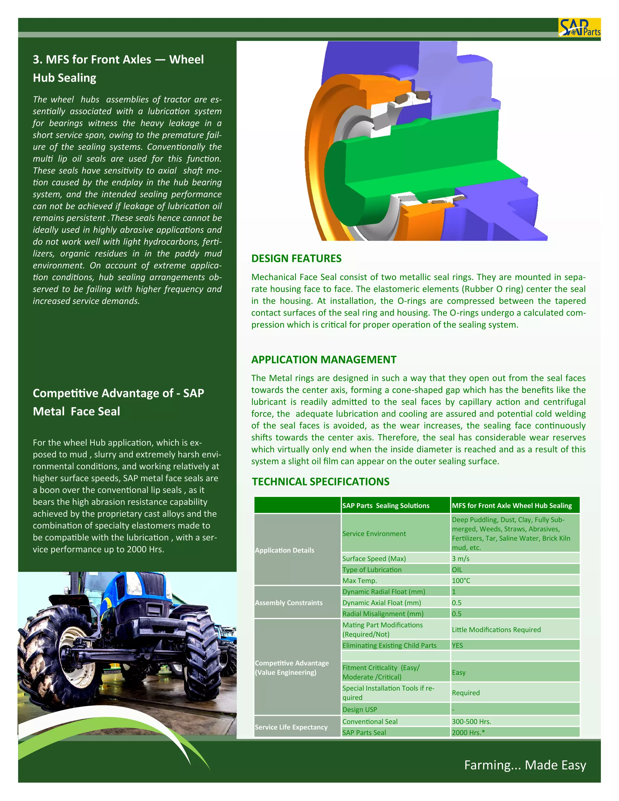 SAP-METAL FACE SEALS For Tractor Axles | PDF