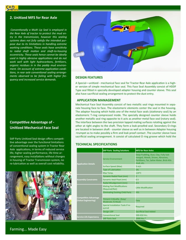 SAP-METAL FACE SEALS For Tractor Axles | PDF | Agriculture | Industries