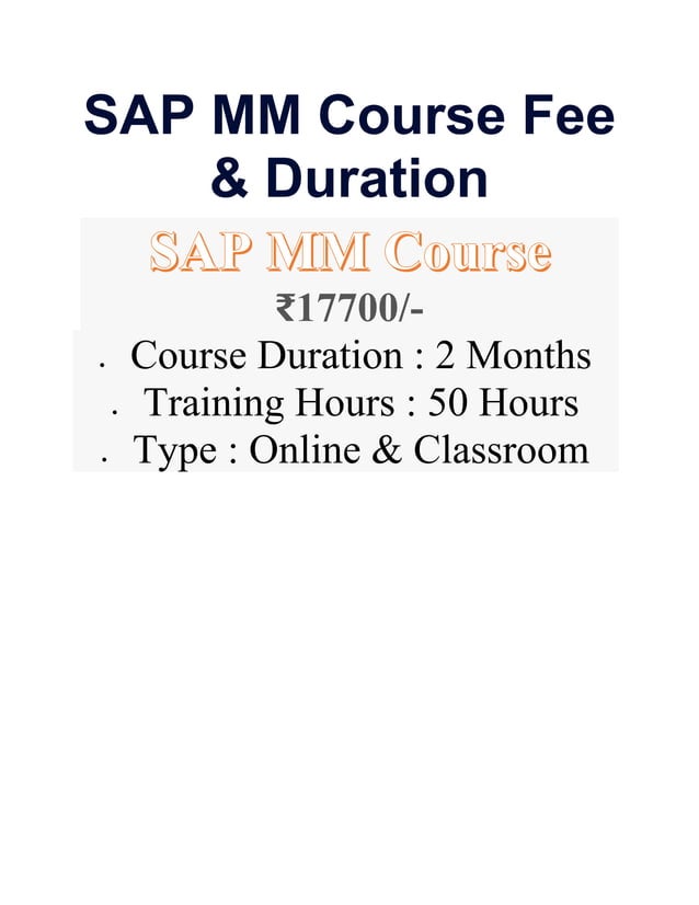 SAP MM Module Course Fee & Duration .pdf | Databases | Computer ...