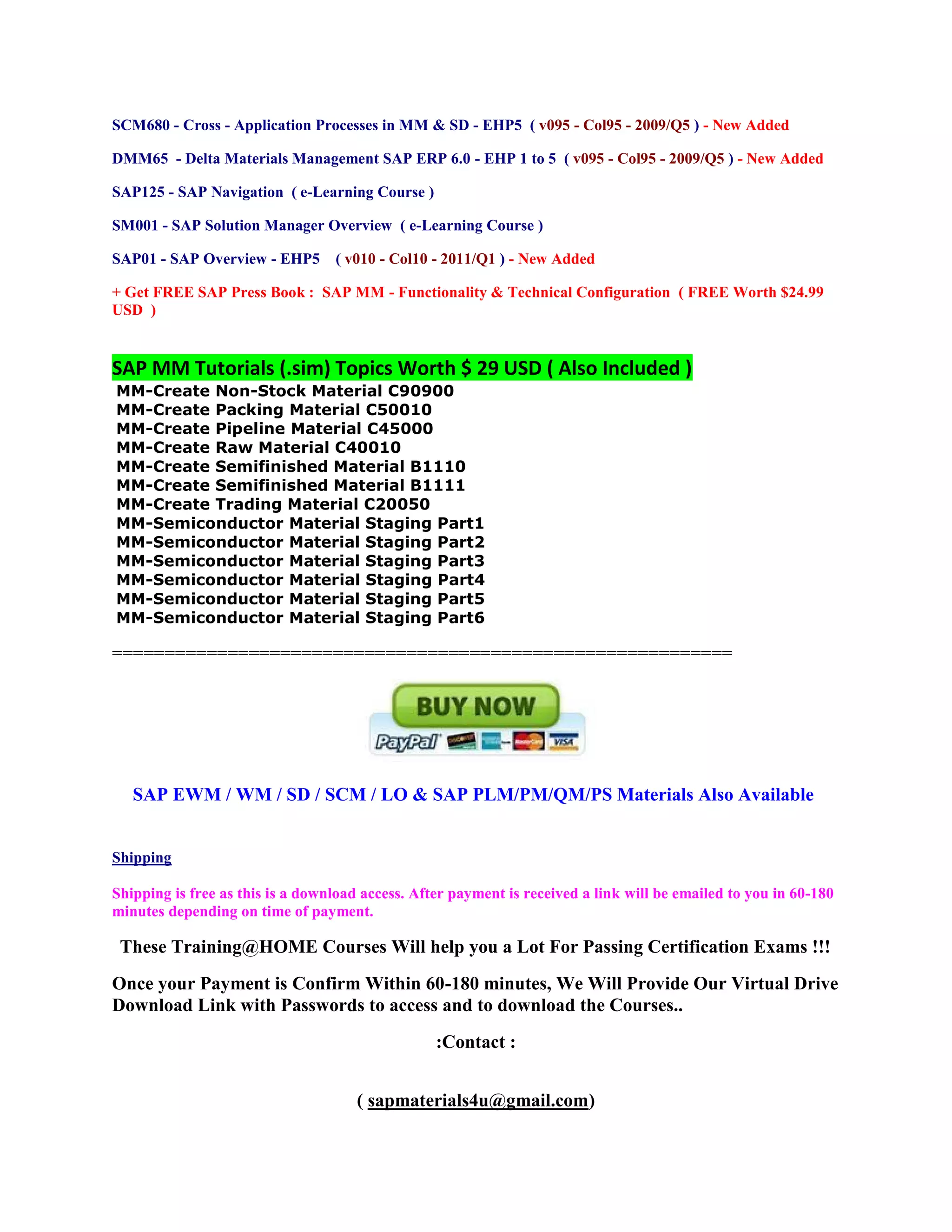 Sap mm erp 6.0 ehp5 certification study materials sap exam booking code ...