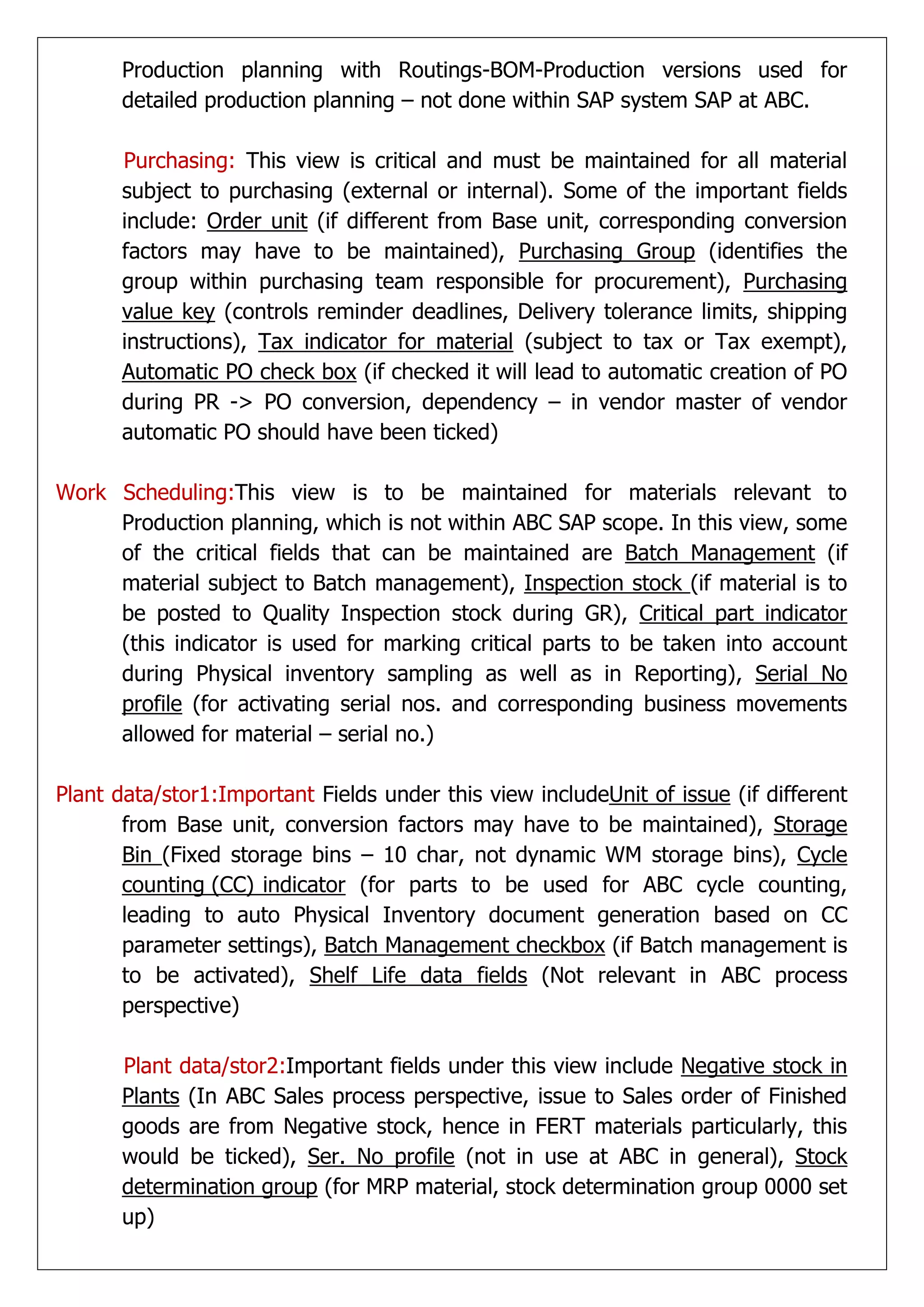 SAP MM Essential Master Data | DOCX