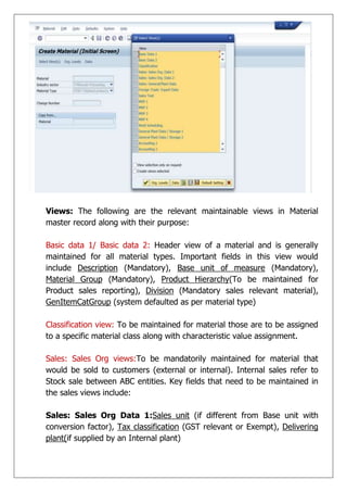 SAP MM Essential Master Data | DOCX