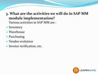 SAP MM Interview questions | PPTX