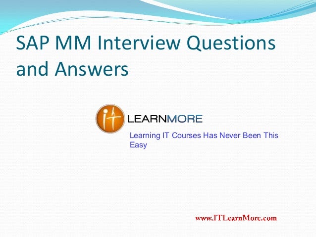 SAP MM Interview questions