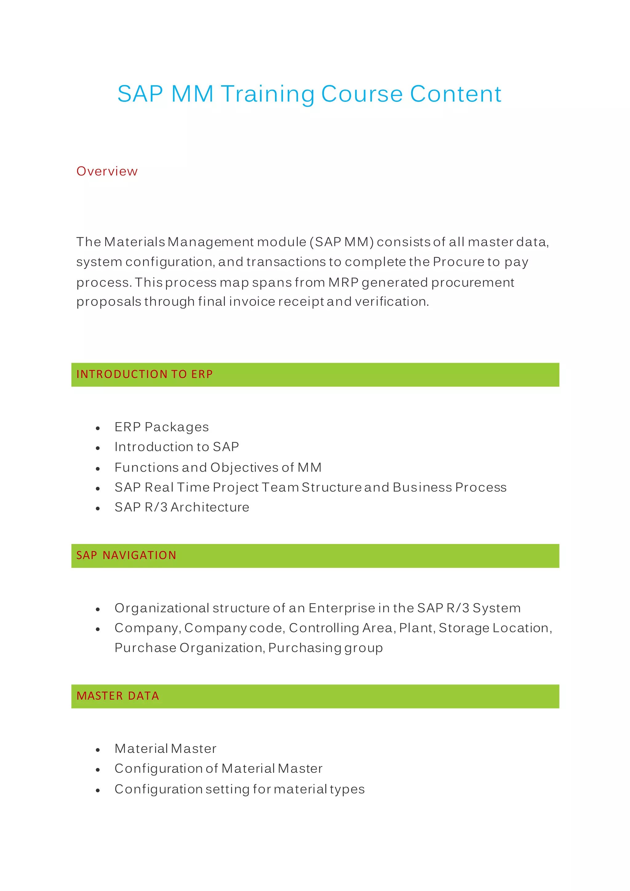 SAP Material Management (MM) Online Training | PDF