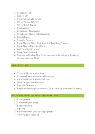 SAP Material Management (MM) Online Training | DOCX