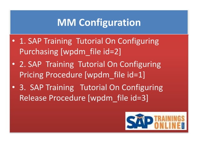 SAP MM Online Training Course | PPT