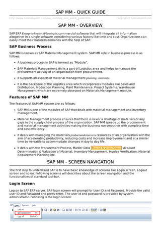 Sap mm quick_guide | PDF