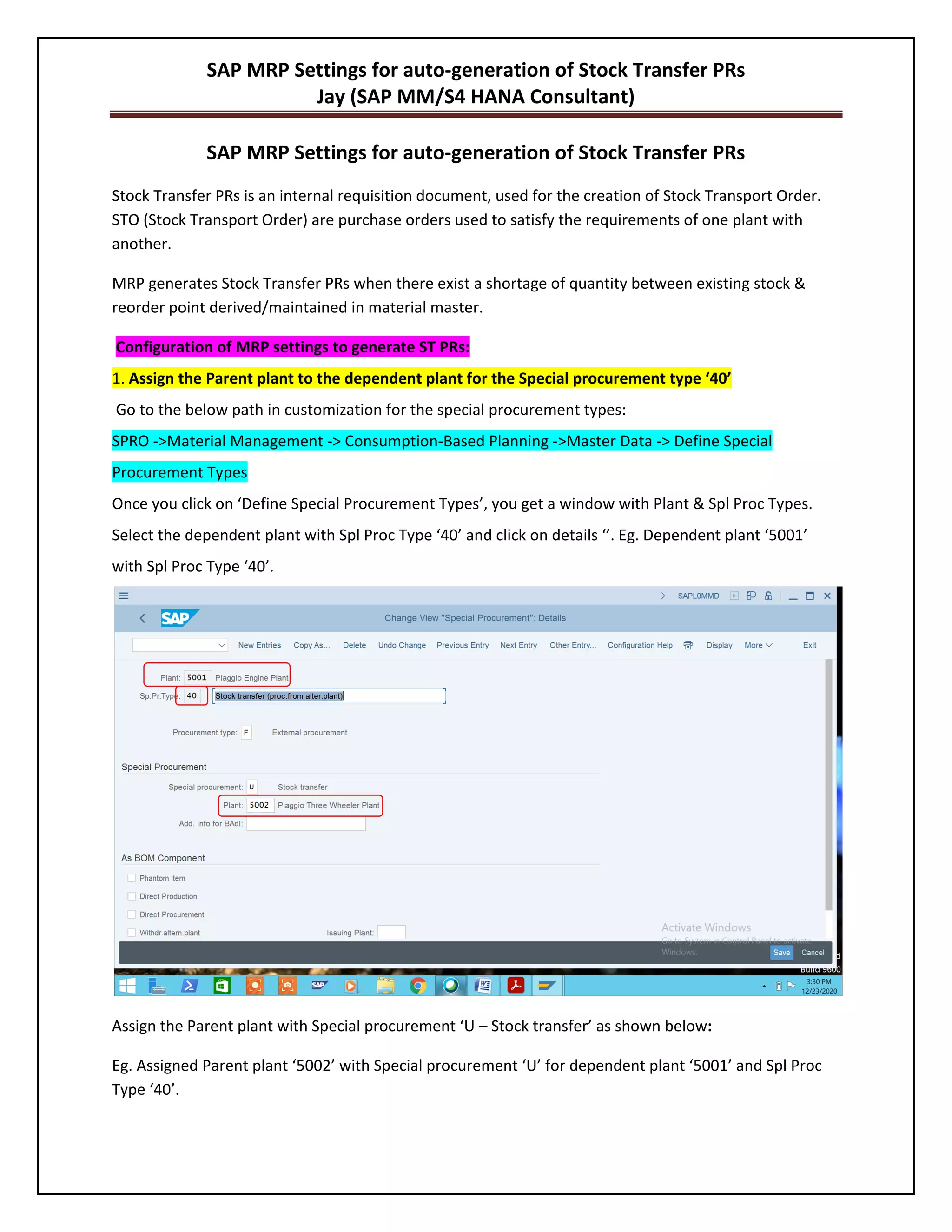 Sapmm Sap Mrp Settings To Automate The Generation Of Stock Transfer Purchase Requisitions