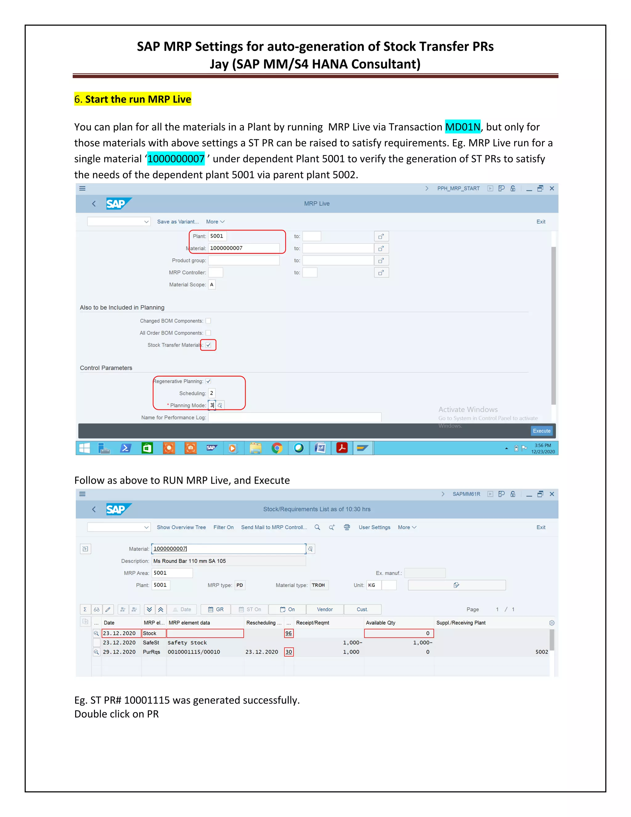 Sapmm Sap Mrp Settings To Automate The Generation Of Stock Transfer Purchase Requisitions