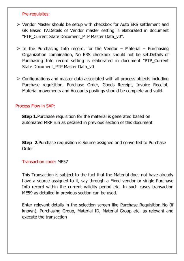 SAP MM Standard Business Processes | DOCX