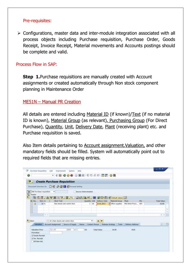 SAP MM Standard Business Processes | DOCX