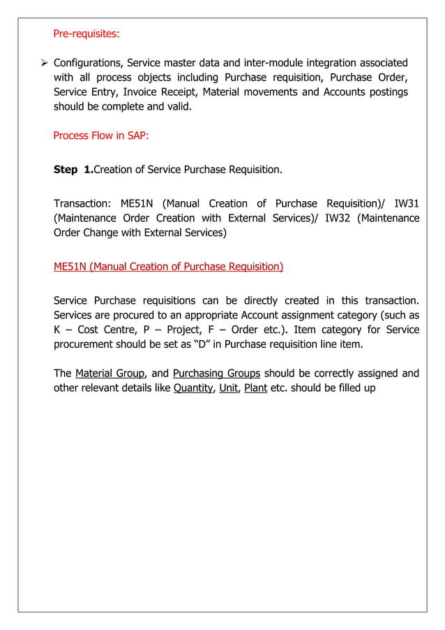 SAP MM Standard Business Processes | DOCX