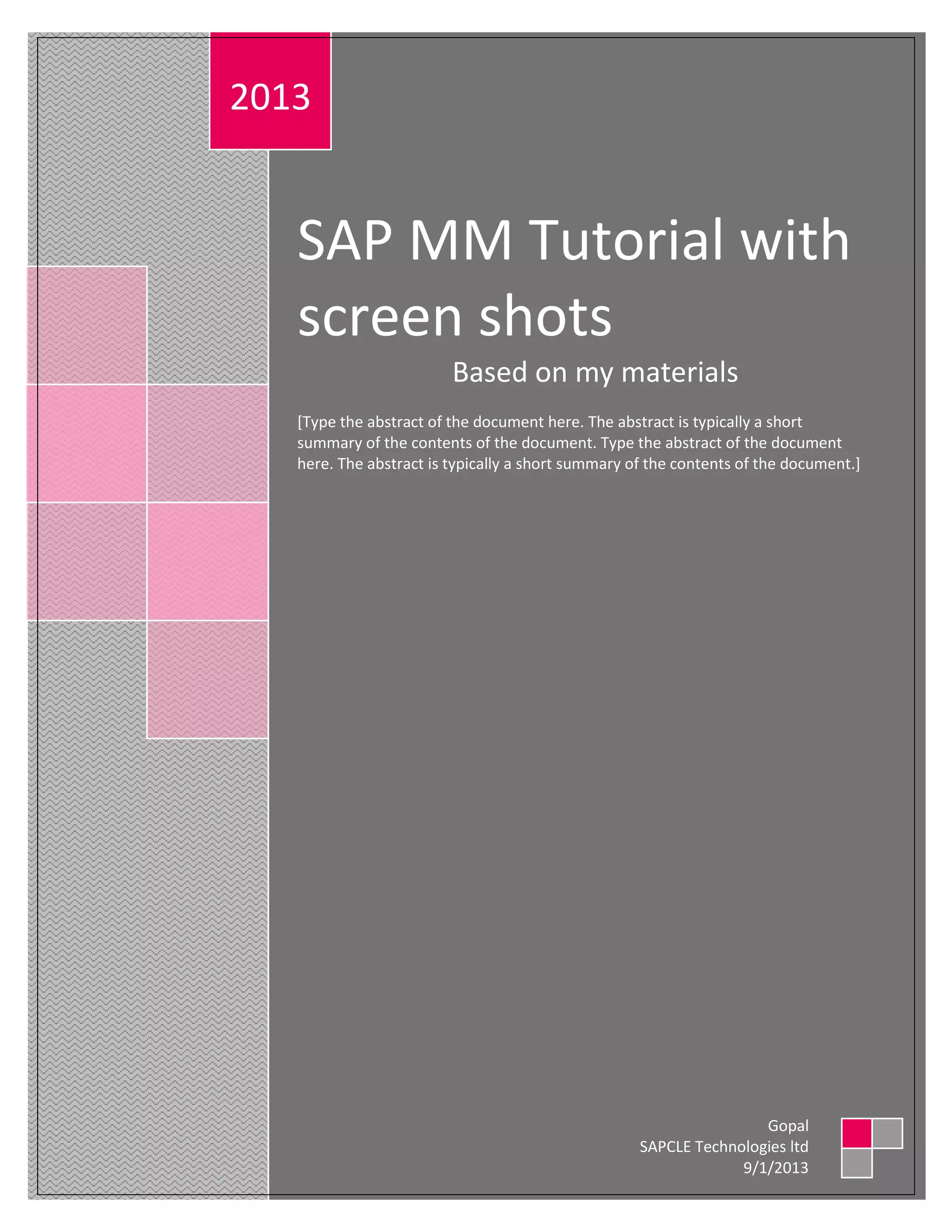 Sap mm tutorial with screen shots | DOCX