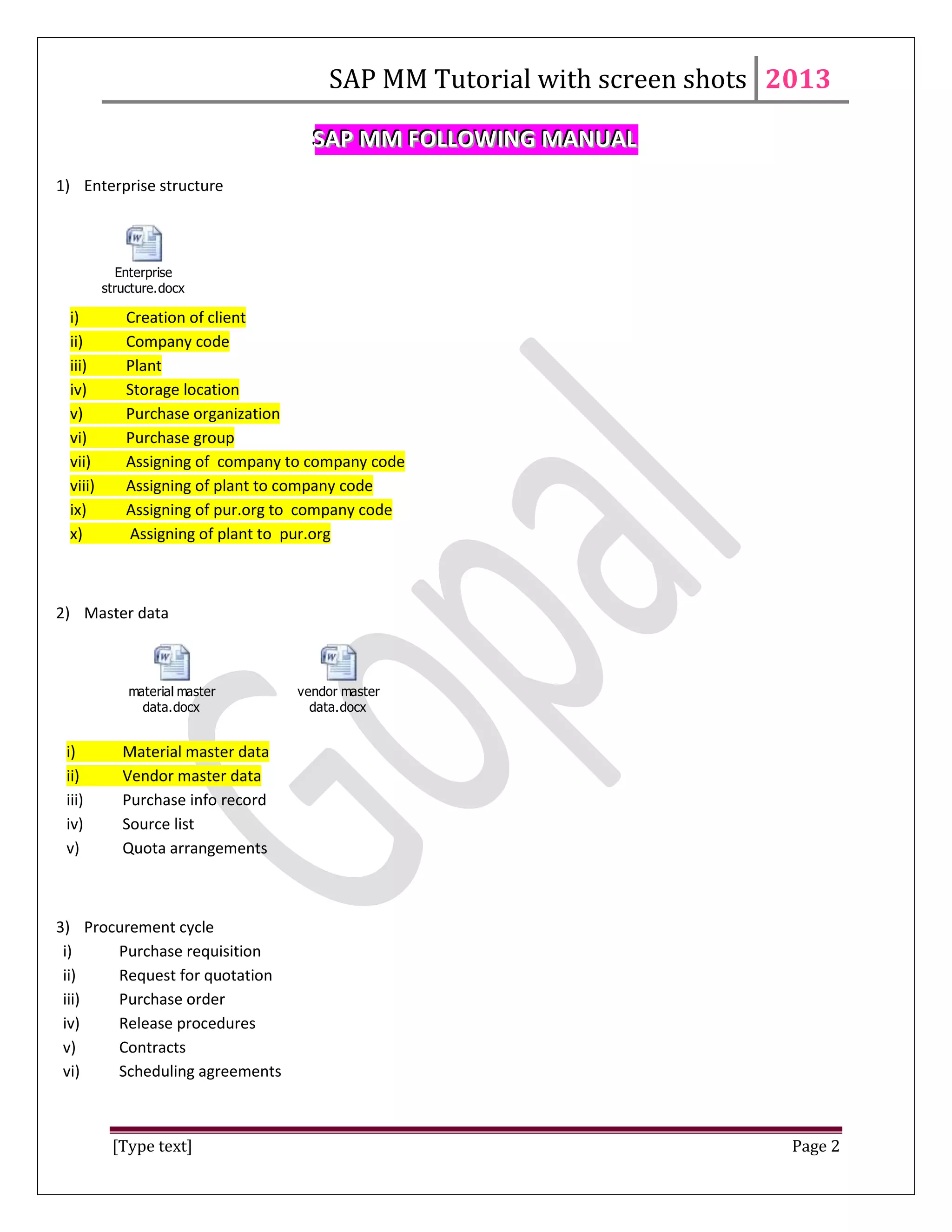 Sap mm tutorial with screen shots | DOCX
