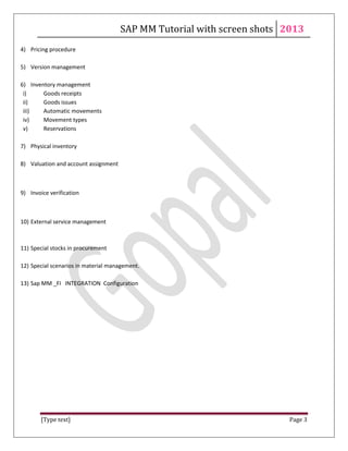 Sap mm tutorial with screen shots | DOCX