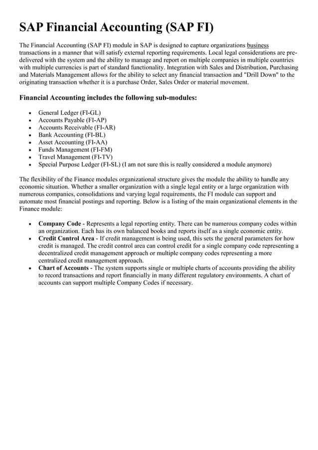 Sap modules overview and business processes | DOCX