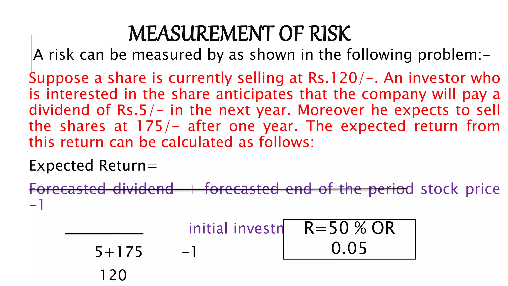 A Presentation on elements of risk & measurement of Risk | PPT