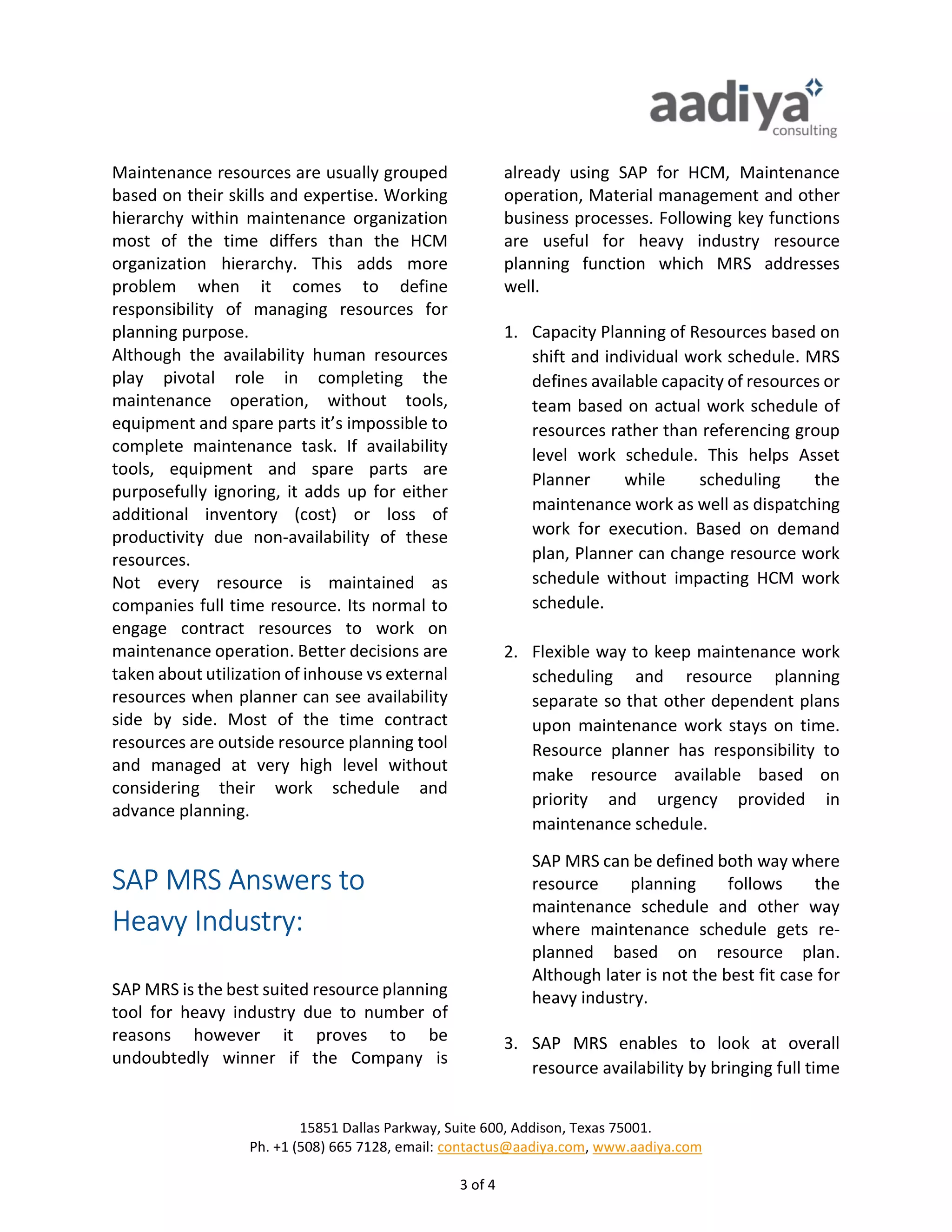 SAP MRS Case Study for Heavy Industry | PDF