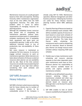 SAP MRS Case Study for Heavy Industry | PDF