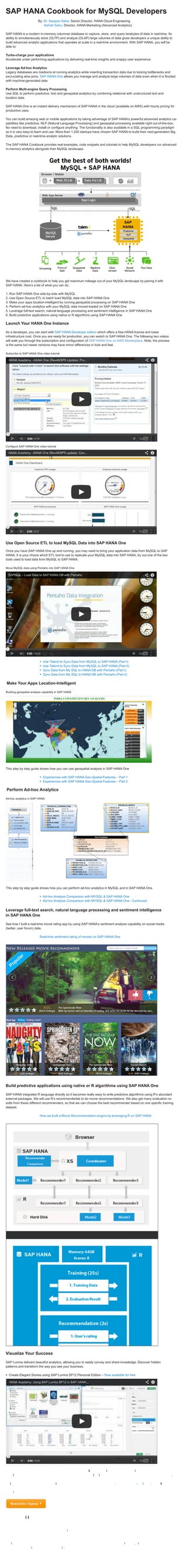 SAP HANA Cookbook for MySQL Developers | PPT