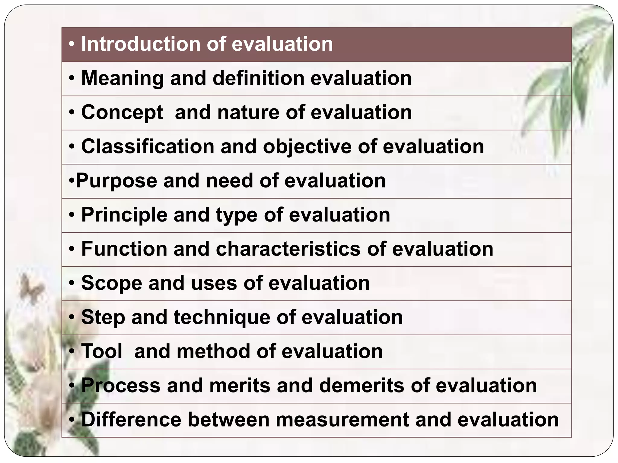 Measurement and evaluation | PPTX