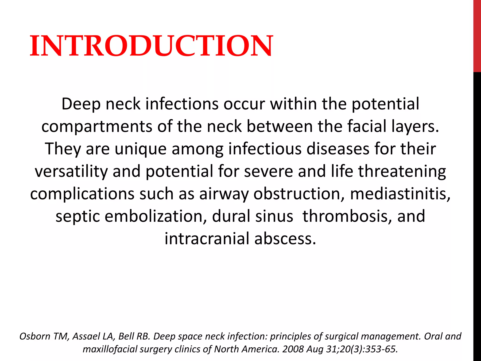 Deep space infections of Head and Neck | PPTX
