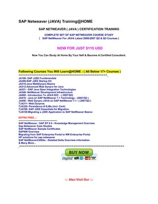 Sap netweaver java certification training | PDF