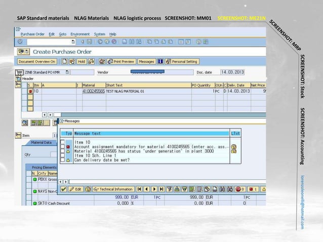 SAP – Non Stock Materials (NLAG) | PPTX | Logistics | Business