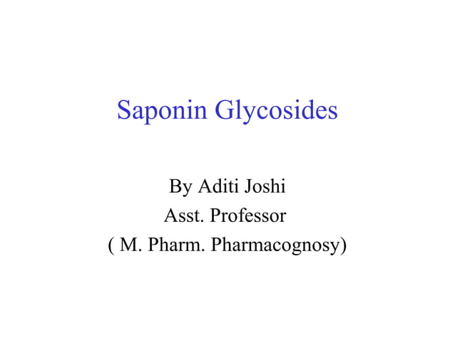 Saponin glycosides | PPT