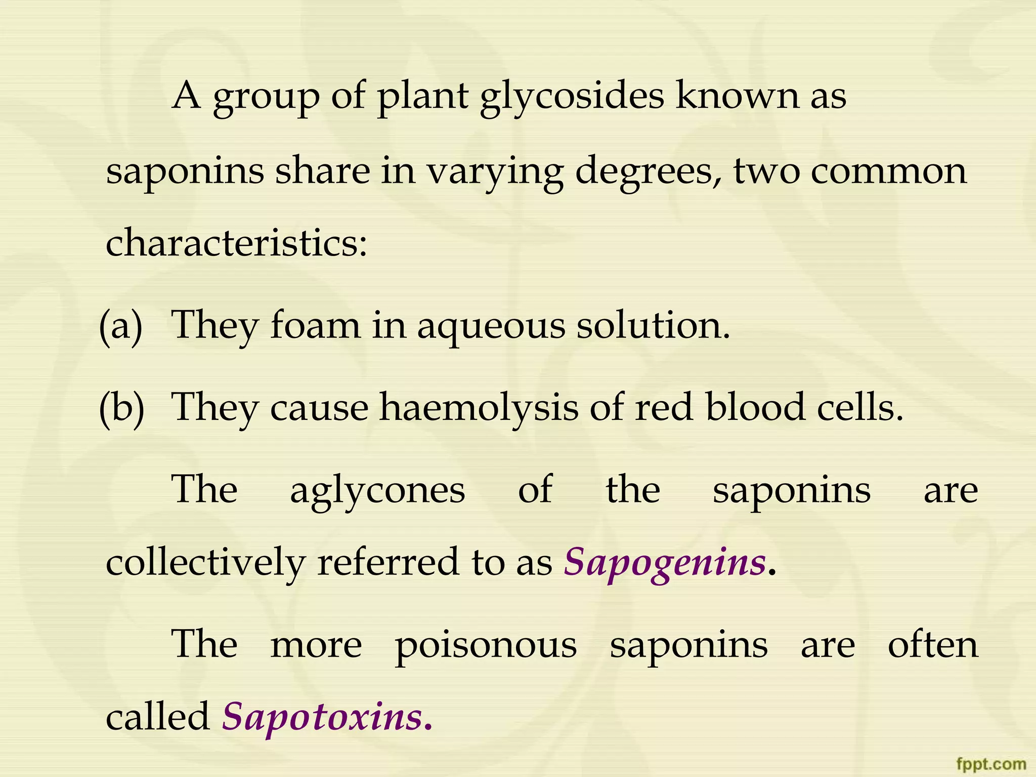 Saponin glycosides | PPT