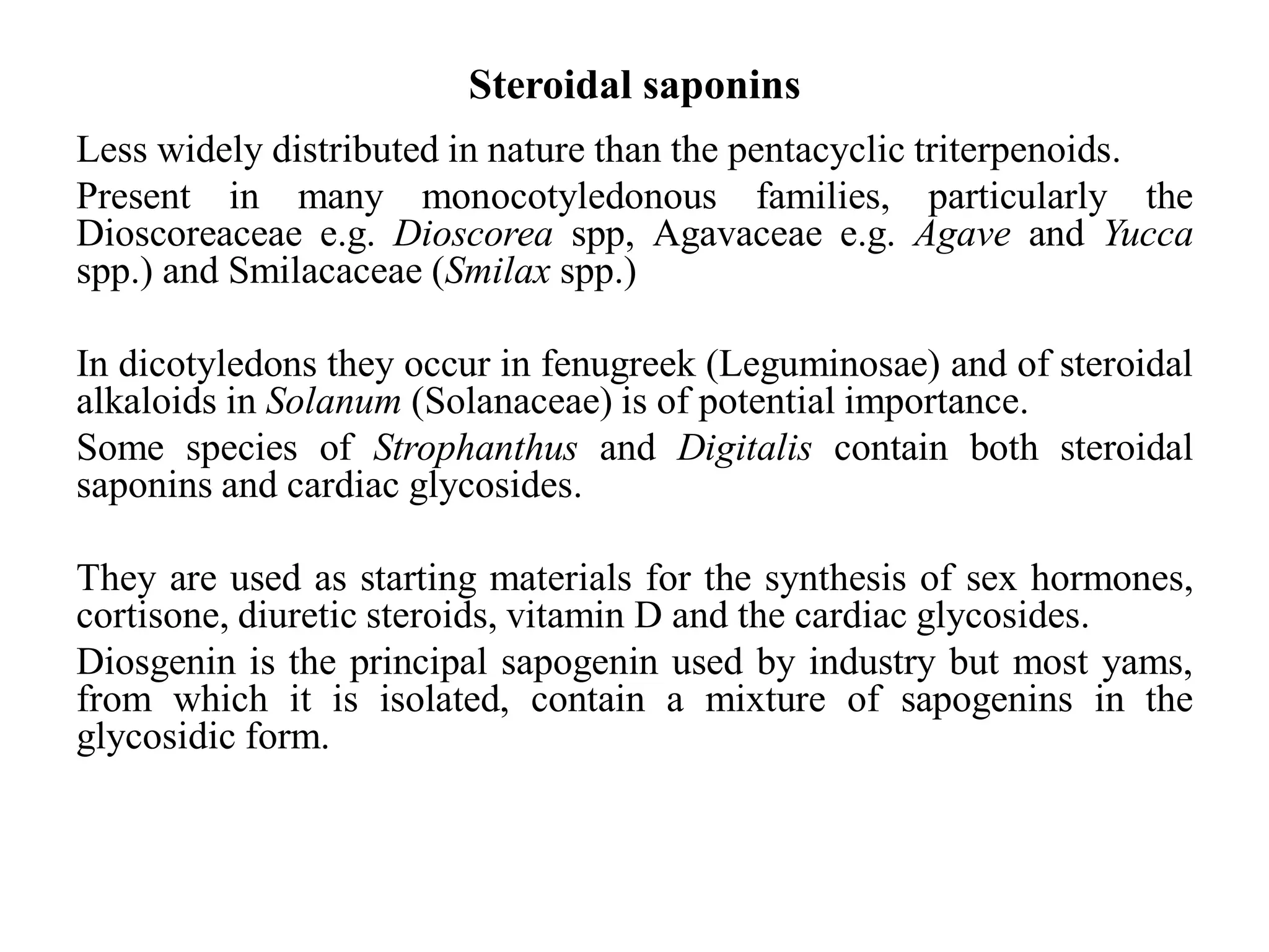 Saponins, cardioactive drugs and other steriods | PPT