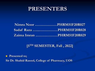 Saponins presentation PPT Students of Dr Shahid Rasool.ppt