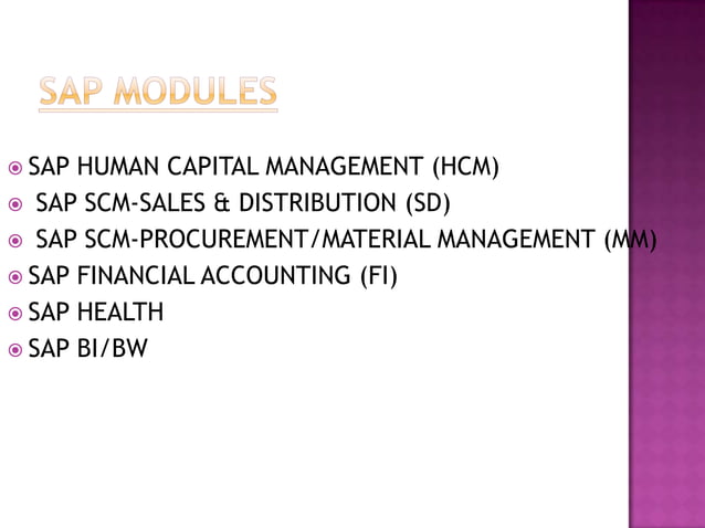 SAP ONLINE TRAININGS IN SAP MODULES: MM/SD/HCM/FI/BI/BW/HEALTH ...
